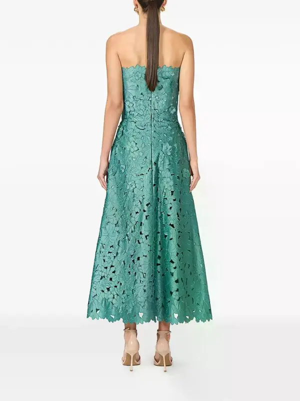 Costarellos Vella Floral-cut Strapless A-line Maxi Dress - Green