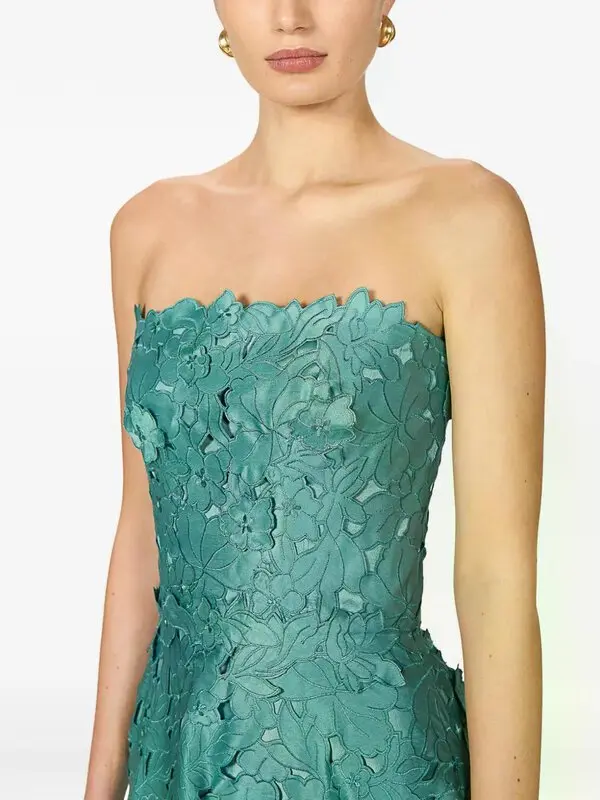 Costarellos Vella Floral-cut Strapless A-line Maxi Dress - Green