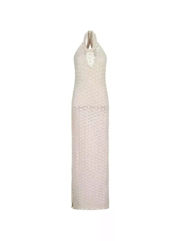 Blumarine Halterneck Open Knit Dress - Neutrals