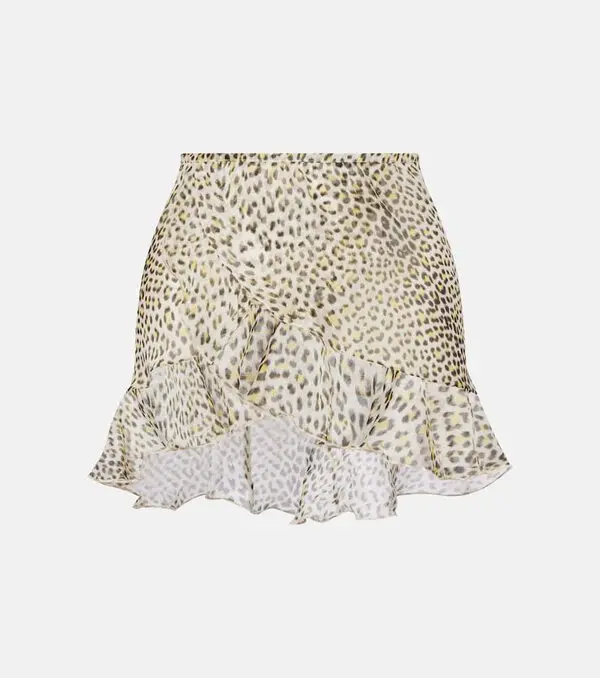 Roberto Cavalli Leopard-print Silk Beach Cover-up - Yellow