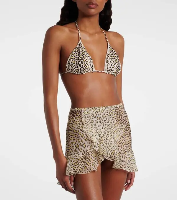 Roberto Cavalli Leopard-print Silk Beach Cover-up