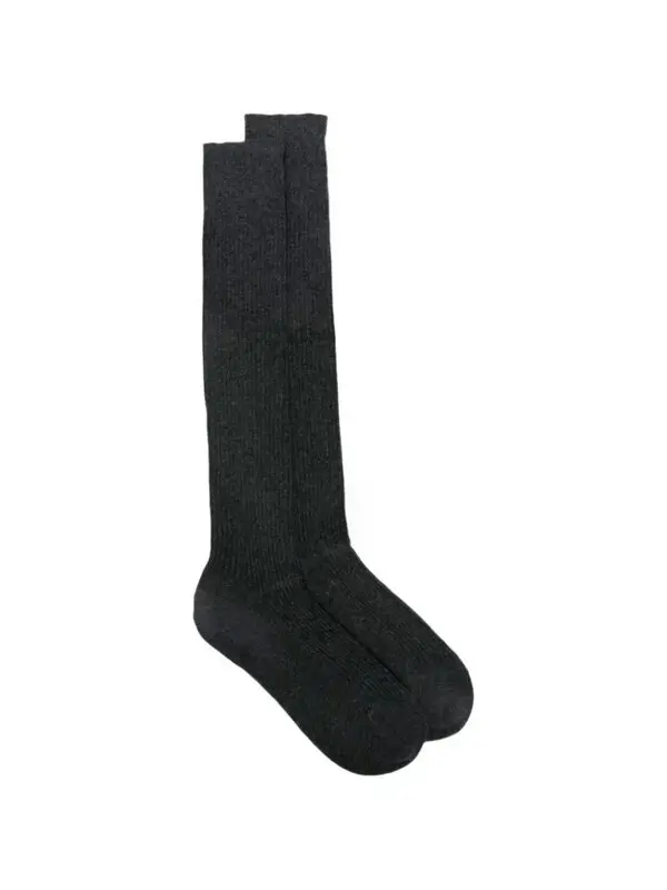 Max Mara Cashmere Ribbed Socks - Grey
