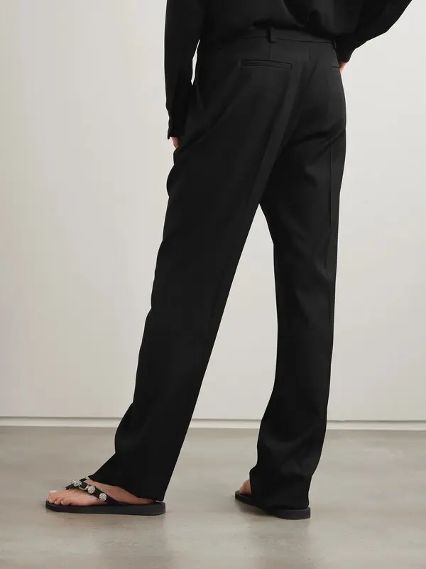 Balenciaga Pleated Stretch-wool Straight-leg Trousers