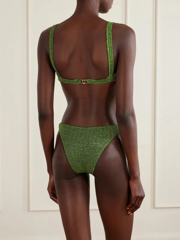 Oseree Lumière Metallic Balconette Bikini - Green