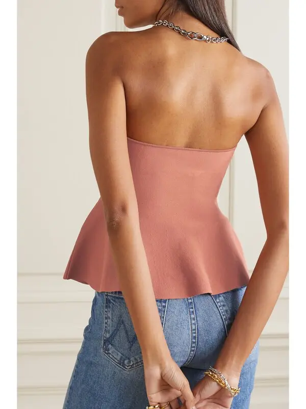 Stella McCartney Strapless Stretch-knit Peplum Top