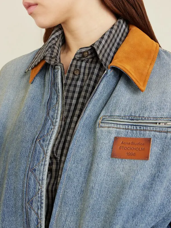 Acne Studios Suede-trimmed Denim Bomber Jacket - Blue
