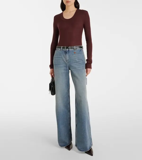 COURREGES Logo Wide-leg Jeans