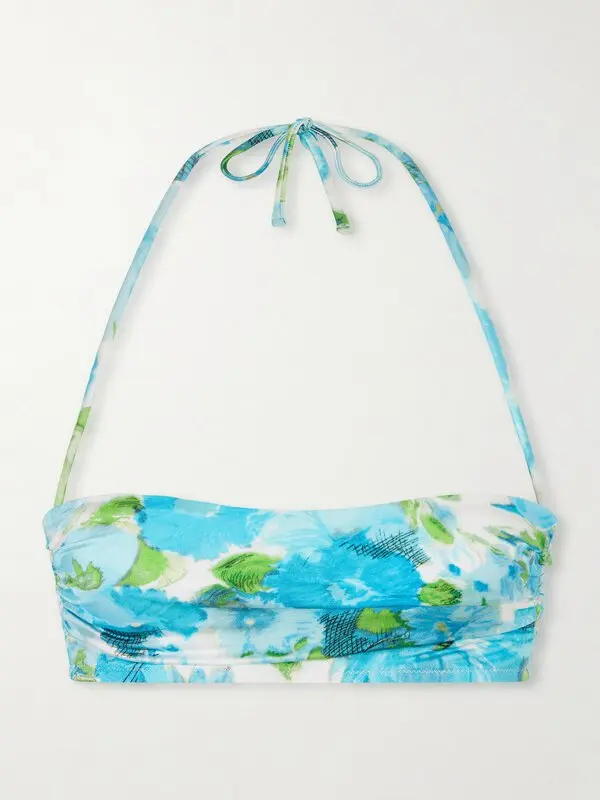 Chloé Floral-print Bandeau Bikini Top - Blue