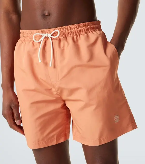 Brunello Cucinelli Logo Swim Trunks - Orange