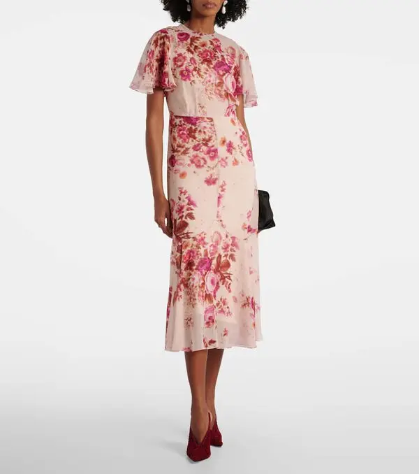 Erdem Floral Silk Midi Dress