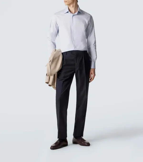 Rubinacci Pleated Virgin Wool Straight Trousers