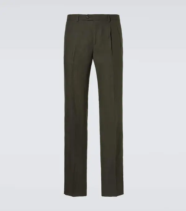 Rubinacci Pleated Linen Slim Pants