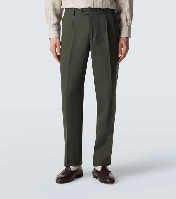 Rubinacci Pleated Linen Slim Pants
