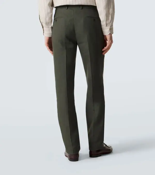 Rubinacci Pleated Linen Slim Pants