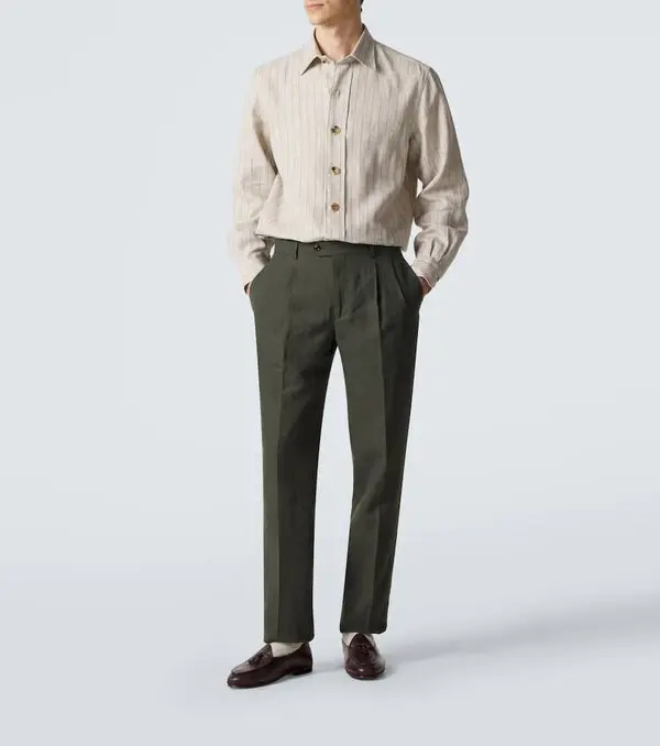 Rubinacci Pleated Linen Slim Pants