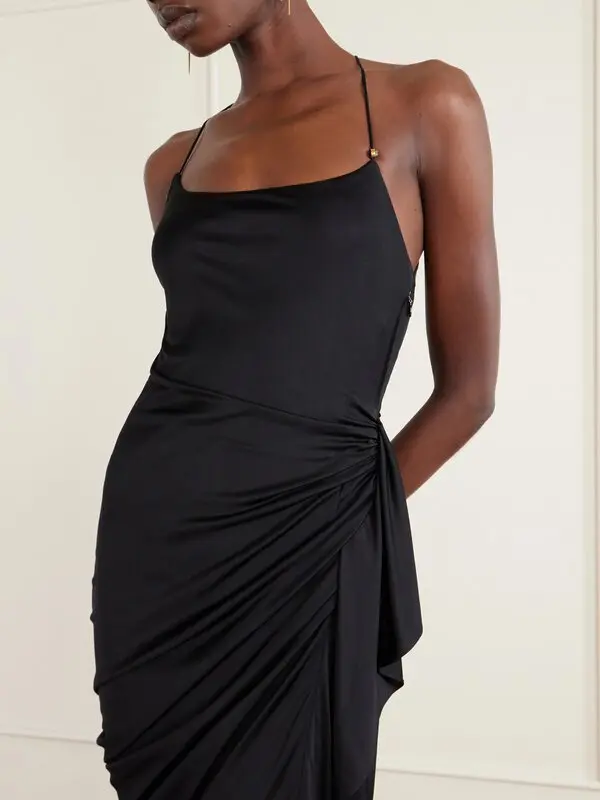 Versace Draped Jersey Gown - Black