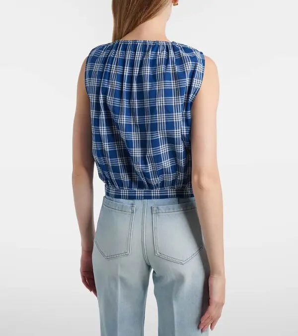 DÔEN Theo Checked Cotton Top - Blue