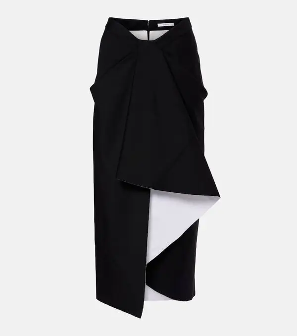 Givenchy Draped Wool And Mohair Midi Skirt - Black