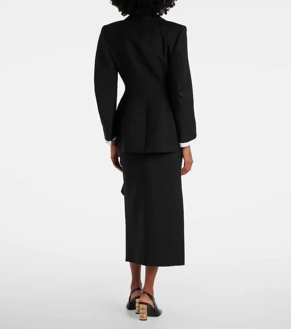 Givenchy Draped Wool And Mohair Midi Skirt - Black
