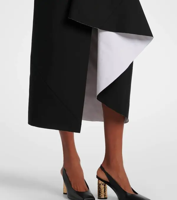 Givenchy Draped Wool And Mohair Midi Skirt - Black
