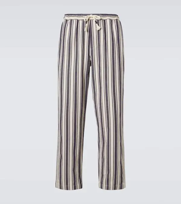 Orlebar Brown Striped Cotton Straight Leg Trousers