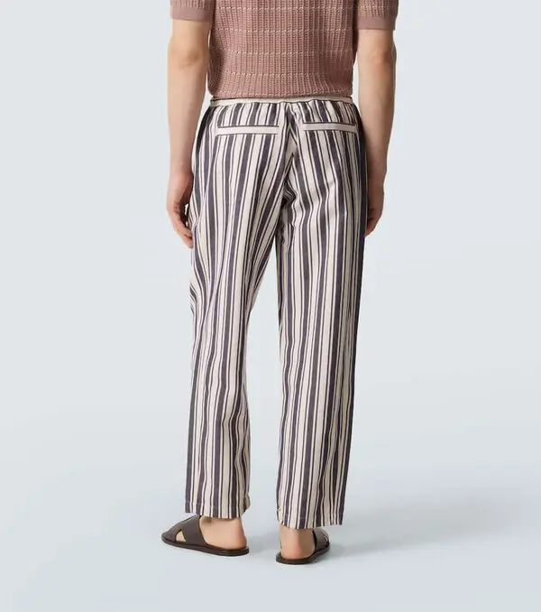 Orlebar Brown Striped Cotton Straight Leg Trousers