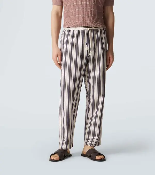 Orlebar Brown Striped Cotton Straight Leg Trousers