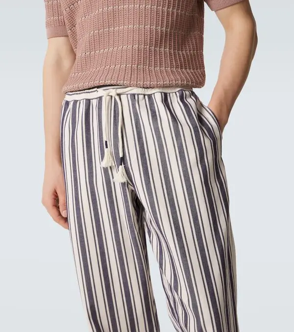 Orlebar Brown Striped Cotton Straight Leg Trousers