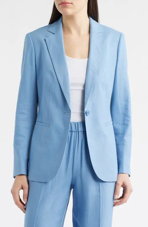 Anne Klein Linen-blend Blazer - Lagoon