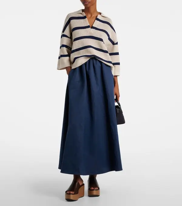 Brunello Cucinelli Striped Cotton Polo Sweater