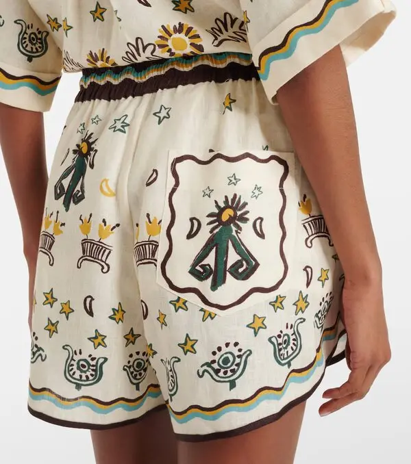 ALEMAIS Printed Linen Shorts