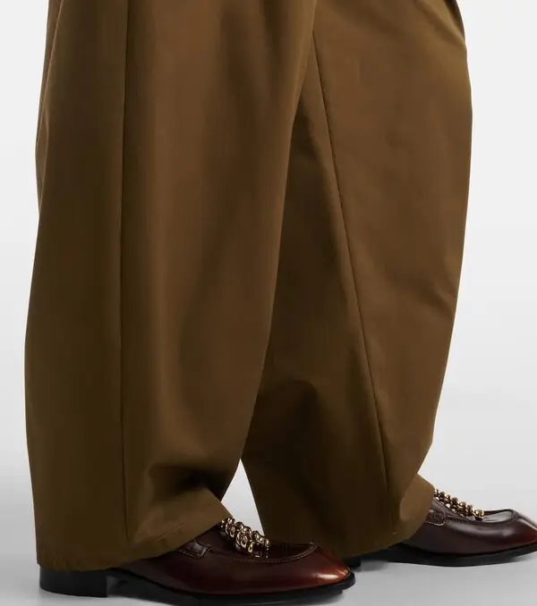 Loewe Double L Cotton And Silk Barrel-leg Pants - Green