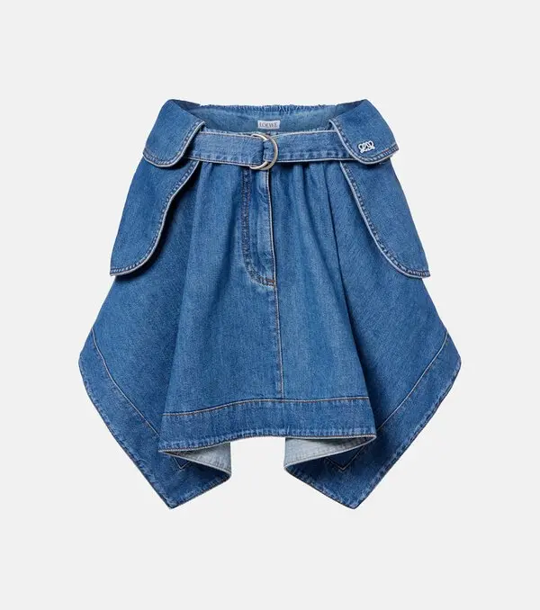 Loewe Belted Denim Miniskirt - Blue