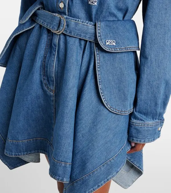 Loewe Belted Denim Miniskirt - Blue
