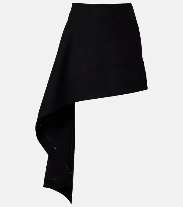 Loewe Draped Wool Mini Skirt - Black