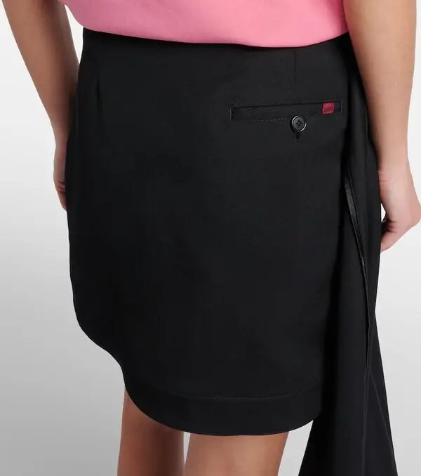Loewe Draped Wool Mini Skirt - Black
