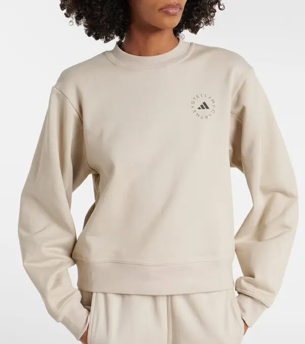 Adidas By Stella McCartney Logo Cotton Sweatshirt - Beige