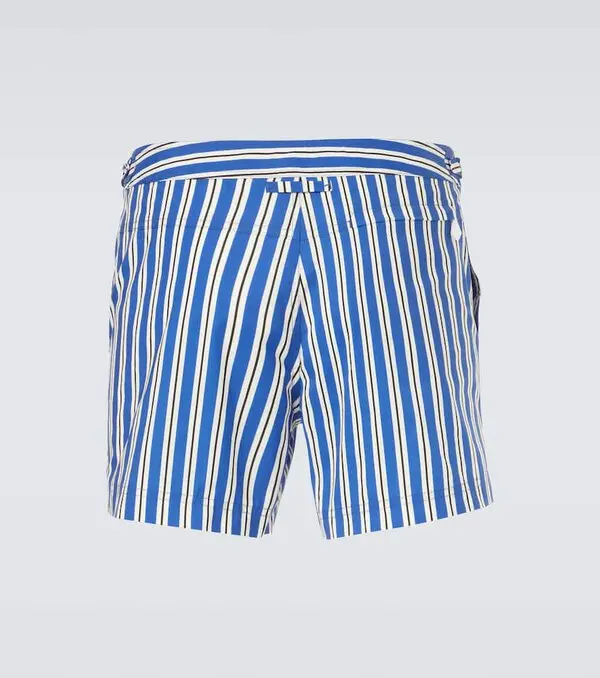 TOM FORD Striped Poplin Swim Trunks - Blue