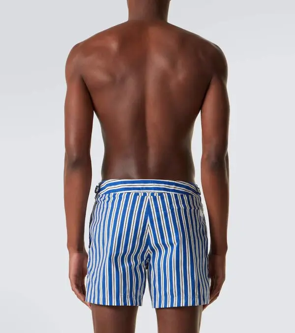 TOM FORD Striped Poplin Swim Trunks - Blue