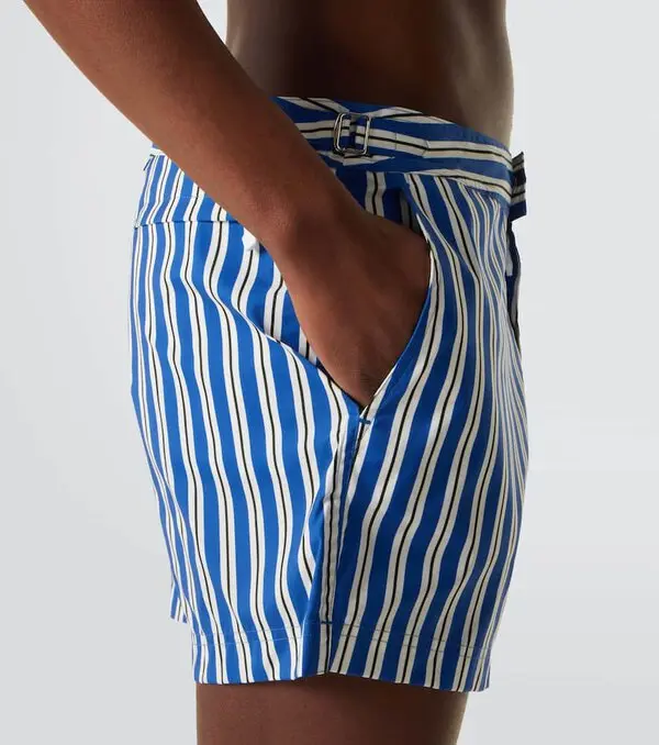 TOM FORD Striped Poplin Swim Trunks - Blue