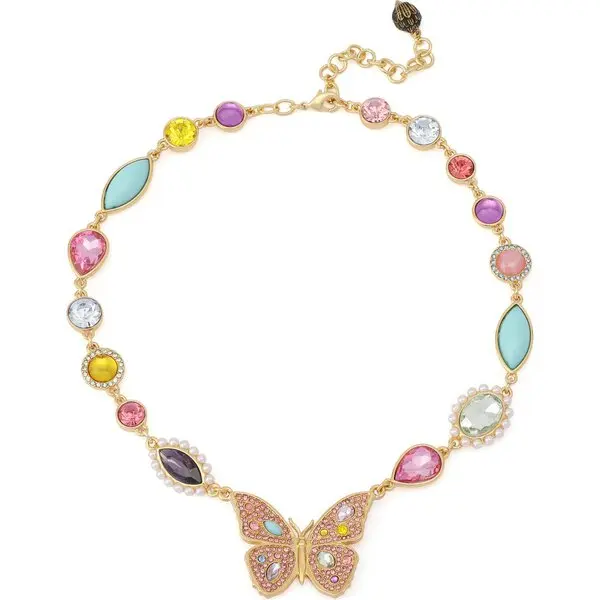 Kurt Geiger Butterfly Stone Collar Necklace - Gold/multi
