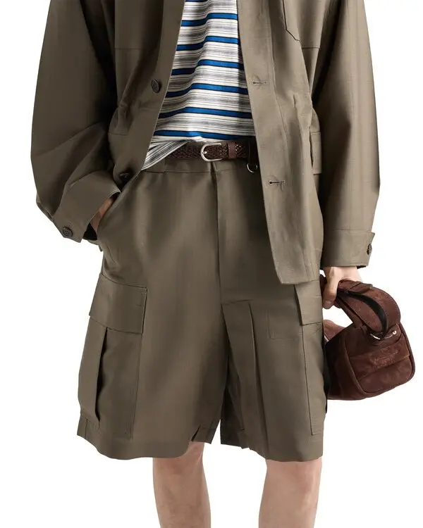 Prada Mohair And Wool Bermuda - Green
