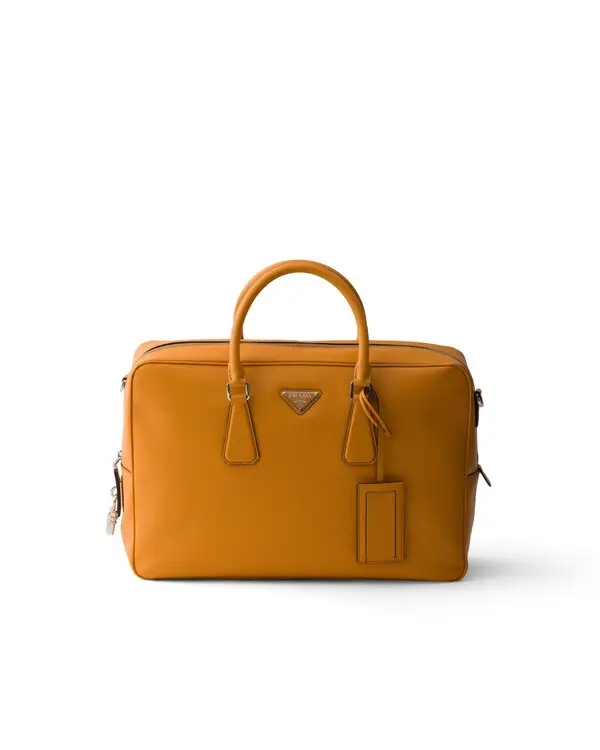 Prada Saffiano Leather Work Bag - Orange