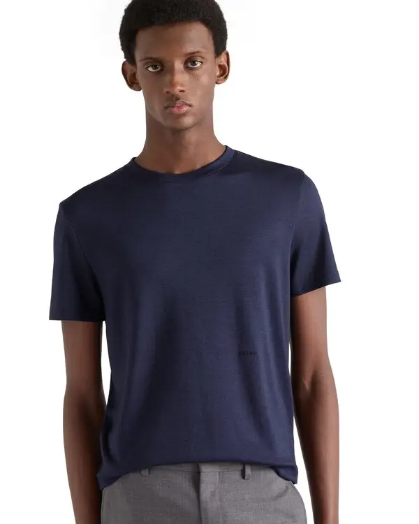 Prada Cahmere And Ilk T-hirt - Blue