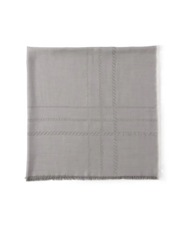 Prada Wool And Silk Square Maxi Scarf - Grey