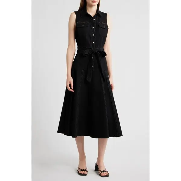 EN SAISON Brixton Tie Waist Midi Shirt Dress
