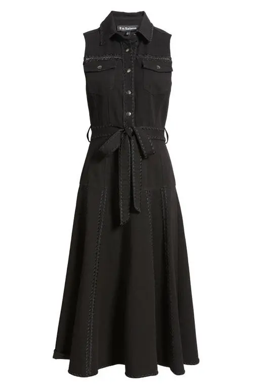 EN SAISON Brixton Tie Waist Midi Shirt Dress