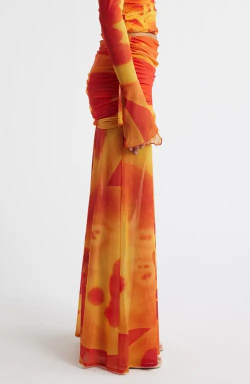 FENERS Susurro Print Maxi Skirt - Peach