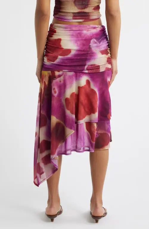 FENERS Festa Print Asymmetric Hem Midi Skirt - Bloom