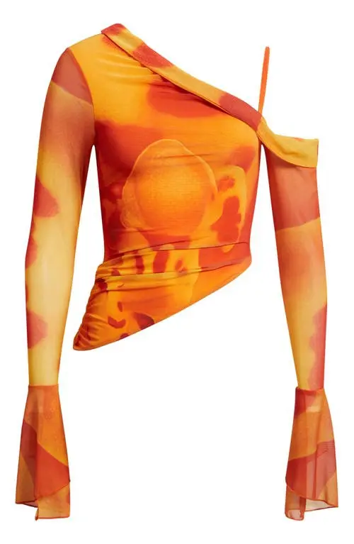 FENERS Susurro Print Off-the-shoulder Top - Peach